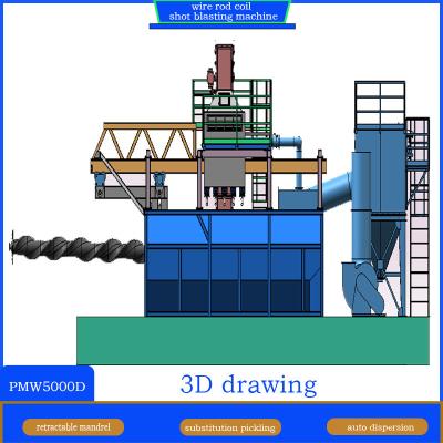 China Electric Retractable Wire Rod Coil Shot Blasting Machine for Derusting Cost 20-40RMB/T for sale