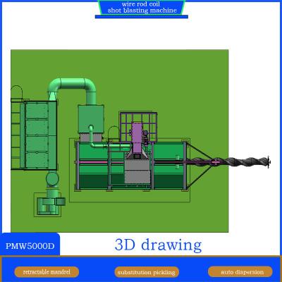 China PMW5000D Wire Rod Coil Shot Blasting Machine with Single Position PLC Screw Mandrel for sale