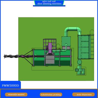 China Production 2-4coils Per Hour Wire Rod Coil Shot Blasting Machine with Retractable Mandrel for sale