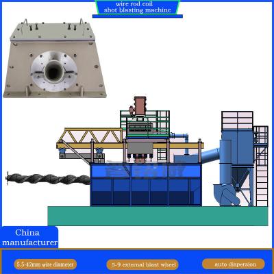 China PMW5000D Automatic Retractable Screw Mandrel Wire Rod Coil Shot Blasting System Machine for sale
