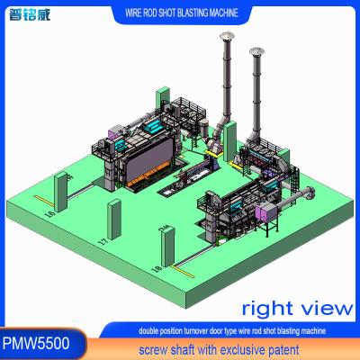China Rust and Corrosion Proof Wire Rod Coil Shot Blasting Machine with 5500 mm Mandrel for sale
