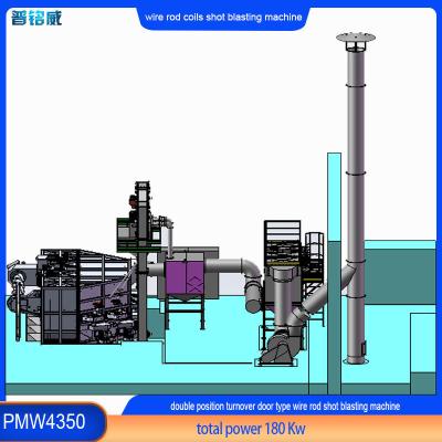 China Dual Position Wire Rod Coil Shot Blasting Machine with 30kw/Set Impeller Head Power for sale