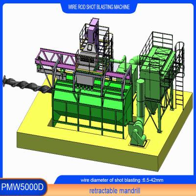 China Automatic Retractable Mandril Rod Coil Shot Blasting Machine for Wire Diameter 6.5-42 mm for sale