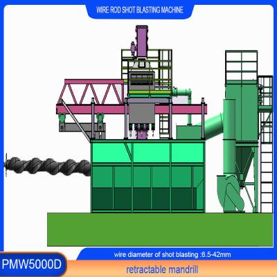 China Automatic Operation Wire Rod Coil Shot Blasting Machine with One Retractable Mandril for sale