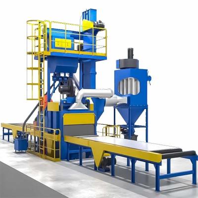 China 4*11kw Impeller Head Power Crawler Abrator for Metal Sheets in Roller Conveyor Design for sale