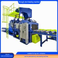 China Electric Roller Conveyor Shot Blasting Machine for Paint Stripping in Yellow and Blue for sale