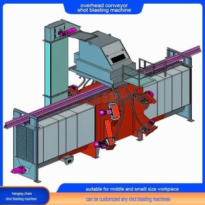 China Electric Overhead Straight Rail Conveyor Shot Blasting Machine with Multiple Colors for sale