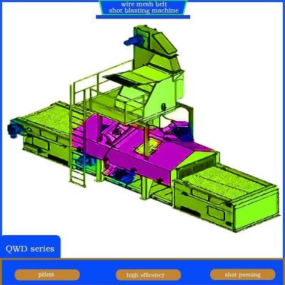 China Yellow and Blue Wire Mesh Belt Conveyor Shot Blasting Machine with Specific Design for sale