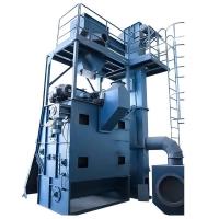 China Q32 Tumble Belt Shot Blasting Machine for Brass Fittings Rust Removal Yellow and Blue for sale