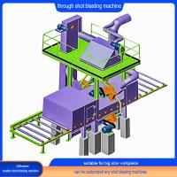 China Electric Mesh Belt Shot Blasting Machine for Aluminium Alloy Castings Yellow and Blue for sale