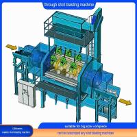China Electric Mesh Belt Shot Blasting Machine for Aluminium Alloy Castings Yellow and Blue for sale