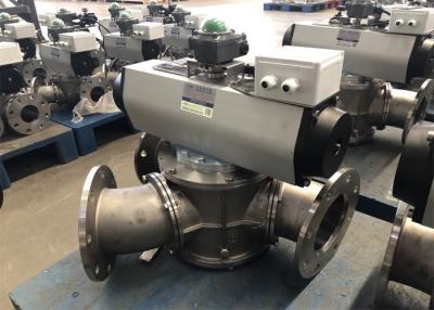 China Fully Closed DN100 3 Way Diverter Valve Ball Type for sale