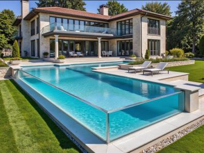 China Custom Size 40-150mm Thick Acrylic Pool Wall Panels with 93% Light Transmission for Infinity Edge Swimming Pools for sale
