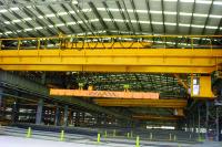 China Heavy Duty Double Girder Overhead Crane , Electromagnetic Overhead Crane Compact for sale