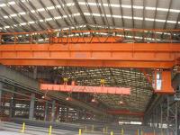 China High Lifting Height Double Girder Overhead Crane With Electromagnetic Hanging Beam for sale