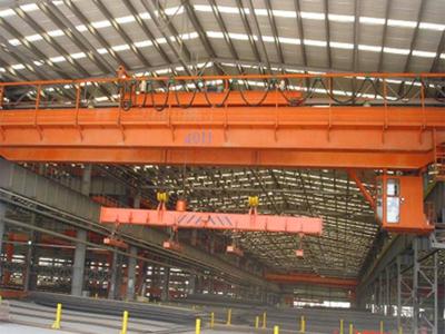 China High Lifting Height Double Girder Overhead Crane With Electromagnetic Hanging Beam for sale
