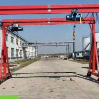 China 10T Electric Running Portable Aluminum Gantry Crane Turned With Chain Hoist for sale
