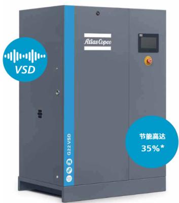 China Low Operating Costs With G 7-22 VSD Technology And Oil Injected Rotary Atlas Screw Air Compressor for sale