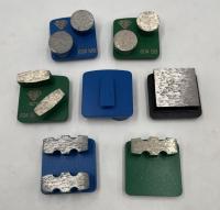 China Husqvarna RediLock Backing Double Buttons Metal Bonded Concrete Terrazzo Floor Diamond Grinding Segments for sale