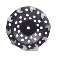 China 5'' 125mm 8S Arrow Segments Diamond Grinding Abrasive Cup Wheels For Handheld Grinders To Be Used On Concrete Terrazzo Natural Stone Surface for sale