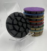 China 3'' Spiral Pattern Wet Use Steel Bond Hybrid Transitional Concrete Floor Diamond Grinding Polishing Pucks for sale