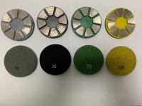 China 3'' Wet Use Velcro Backed Sintered Diamond Metal Grinding Pucks To Be Used On Ride-On Trowel Polishing Machines Or Machines With Velcro Plates For Floor Grinding Polishing for sale