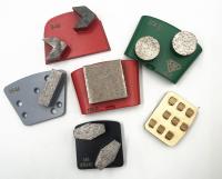 China HTC EZ Change Slide On Square Shaped Diamond Blocks Concrete Terrazzo Floor Grinding Shoes for sale