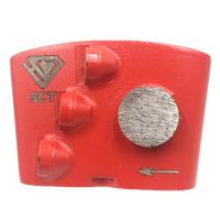 China HTC EZ Change Slide On Triple Half Round PCDs Plus Single Diamond Button For Concrete Terrazzo Floor Preparation Thick Coating Glue Removal for sale