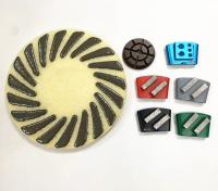 China HTC EZ Change Slide On Double Mini PCDs With Three TCT Dots Concrete Terrazzo Floor Preparation Thin Coating Glue Mastic Removal for sale