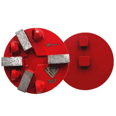 China 3'' STI Prepmaster Double Integrated Pins EG Change System Floor PreparatIon Damaged Floor Coverings Removal PCD Pucks W/ Four Full Round Pcds And Four Protection Diamond Bars for sale
