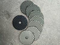 China 5'' 125mm Honeycomb Velcro Backed Concrete Terrazzo Marble Granite Engineered Stone Resin Bond Diamond Dry Polishing Pads For Handheld Electric Angle Grinders or Air Grinders for sale