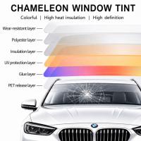 China Chameleon Nano Ceramic Car Window Tint Film UV Blocking High Clarity Windshield Sunset Glass Film 99% UV Rejection for sale