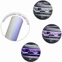 China GWF Smoked Black Photochromic Headlight Tint Film PPF Black Purple TPU Taillight Tint Vinyl for sale