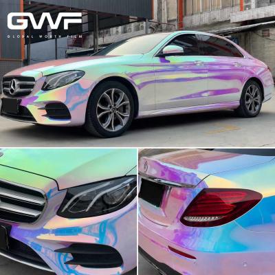 China Rainbow Iridescent Holographic Full Body Red Film Self Healing PET Car Wrap Vinyl Color Wholesale Roll for sale