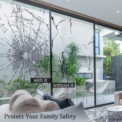China 2mil 4mil Residential Unbreakable Window Tint Clear Safety Glass Protective Film for sale