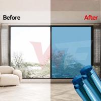 China Blue Glass Decorative Window Film Solar Tint Static Cling For Building Privacy Protection for sale