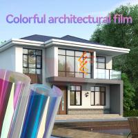 China Colorful Self-Adhesive Rainbow Blue Building Window Glass Decorative Tinted Film Chameleon Building Tint Film for sale