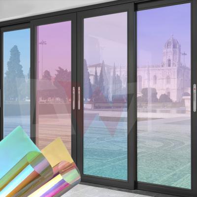 China Colorful Self-Adhesive Rainbow Blue Building Window Glass Decorative Tinted Film Chameleon Building Tint Film for sale