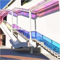 China Commercial Privacy Chameleon Stained Glass Window Film Self Adhesive Dichroic Blue for sale