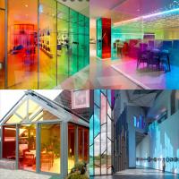 China Colorful Self-Adhesive Rainbow Blue Building Window Glass Decorative Tinted Film Chameleon Building Tint Film for sale