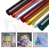 China Commercial Privacy Chameleon Stained Glass Window Film Self Adhesive Dichroic Blue for sale
