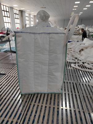 China Heavy Capacity Baffle Big Bag 1000kg Top Filling Skirt Flat Bottom Packing Storage Feeds And Agriculture Goods for sale