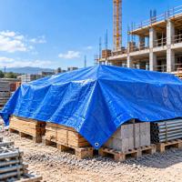 China Double Laminated 150gsm Woven Tarpaulin Sheet  For Construction Material Cover for sale
