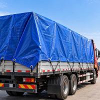 China Heavy Duty 200gsm Waterproof Tarpaulin Sheet With Reinforced Edges For Truck Cargo Cover for sale