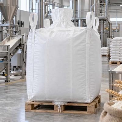 China 1000kg 200 G/M² Coated Baffle FIBC Bulk Bag For Wheat Flour Mills for sale