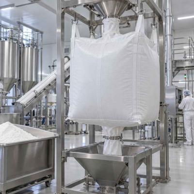 China 1000kg Food Grade Bulk Bag With Filling And Discharge Spout For Bulk Powder Handling for sale
