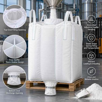 China Four Baffle FIBC Bag With Dual Oval Openings For Form-Stable Powder Packaging for sale
