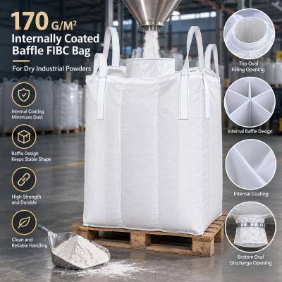 China 170 G/M² Internally Coated Baffle FIBC Bag For Dry Industrial Powders for sale