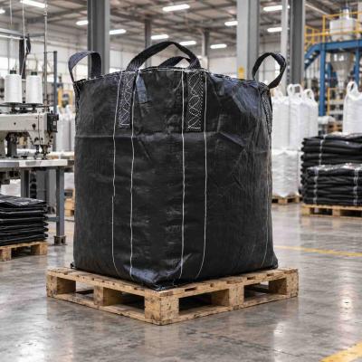 China 1000kg Carbon Granules Chemical FIBC With 170gsm Black Coated Fabric for sale
