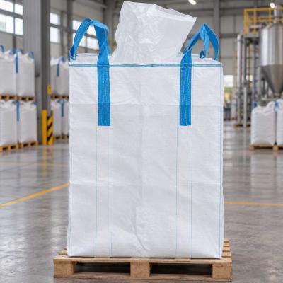 China 1760 N Fabric Strength Nickel Sulfate FIBC Bag With Four Cross-Bottom Lifting Belts for sale
